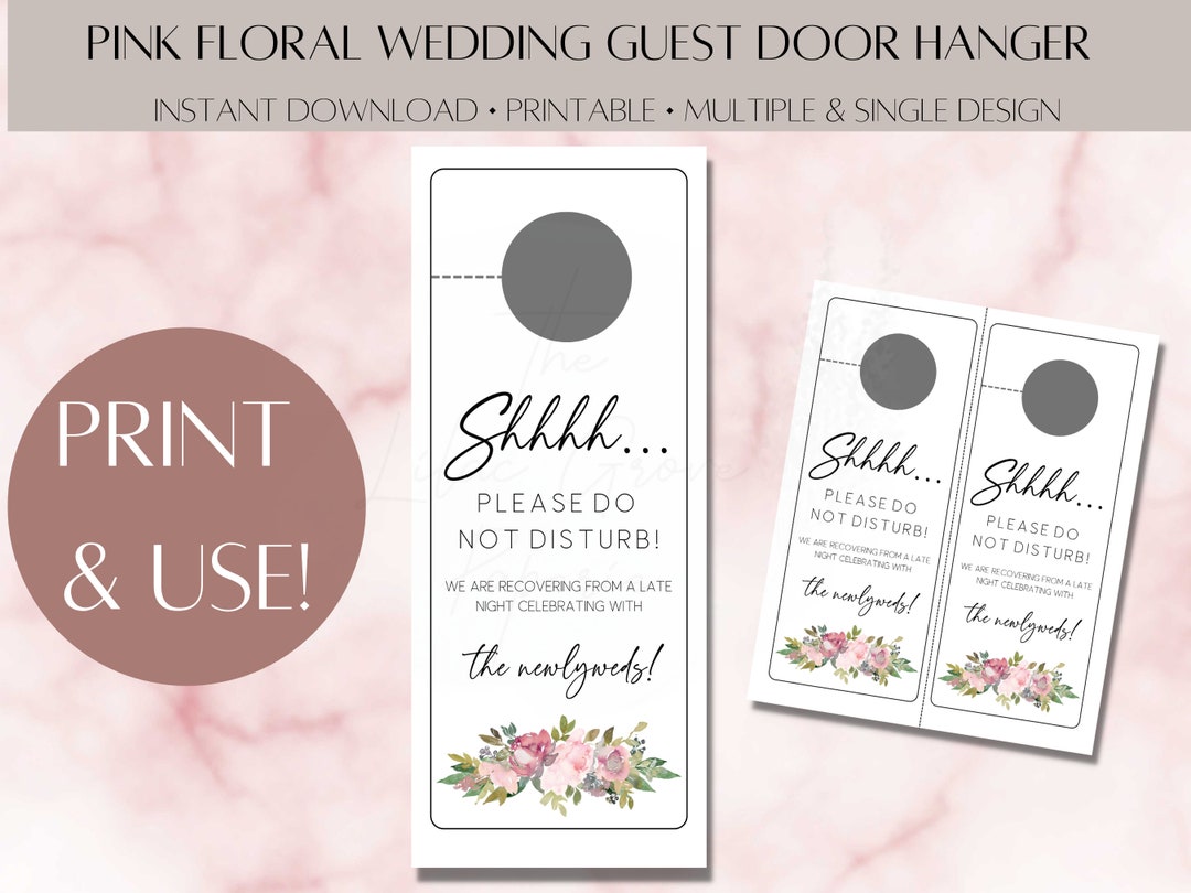Printable Pink Floral Wedding Guest Door Sign for Destination - Etsy