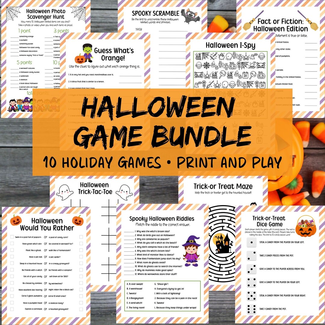 Ultimate Fall Halloween Printable Games, 10 Pack Bundle + Answer Key ...