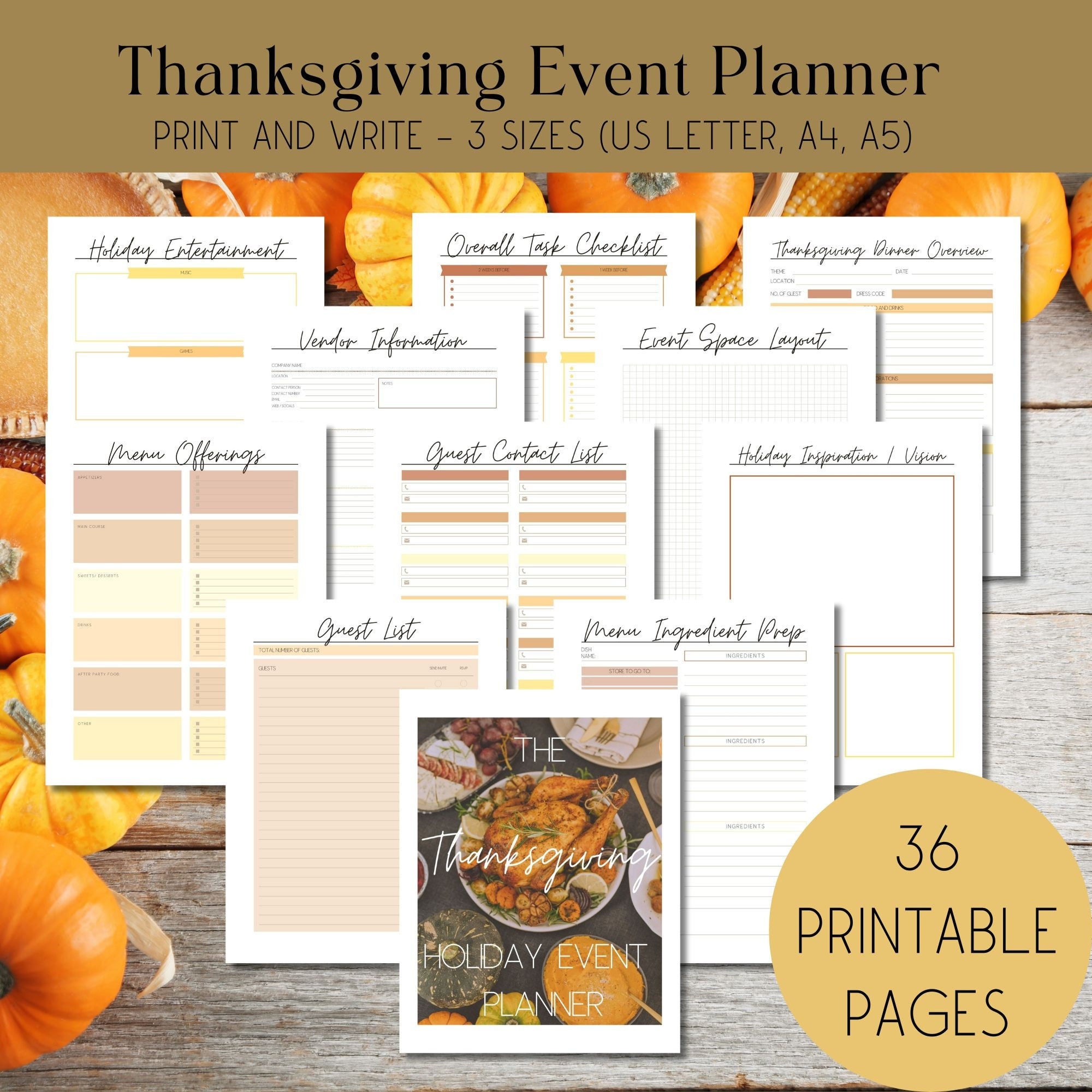 Thanksgiving Planner Printable, Holiday Event Planner Template ...