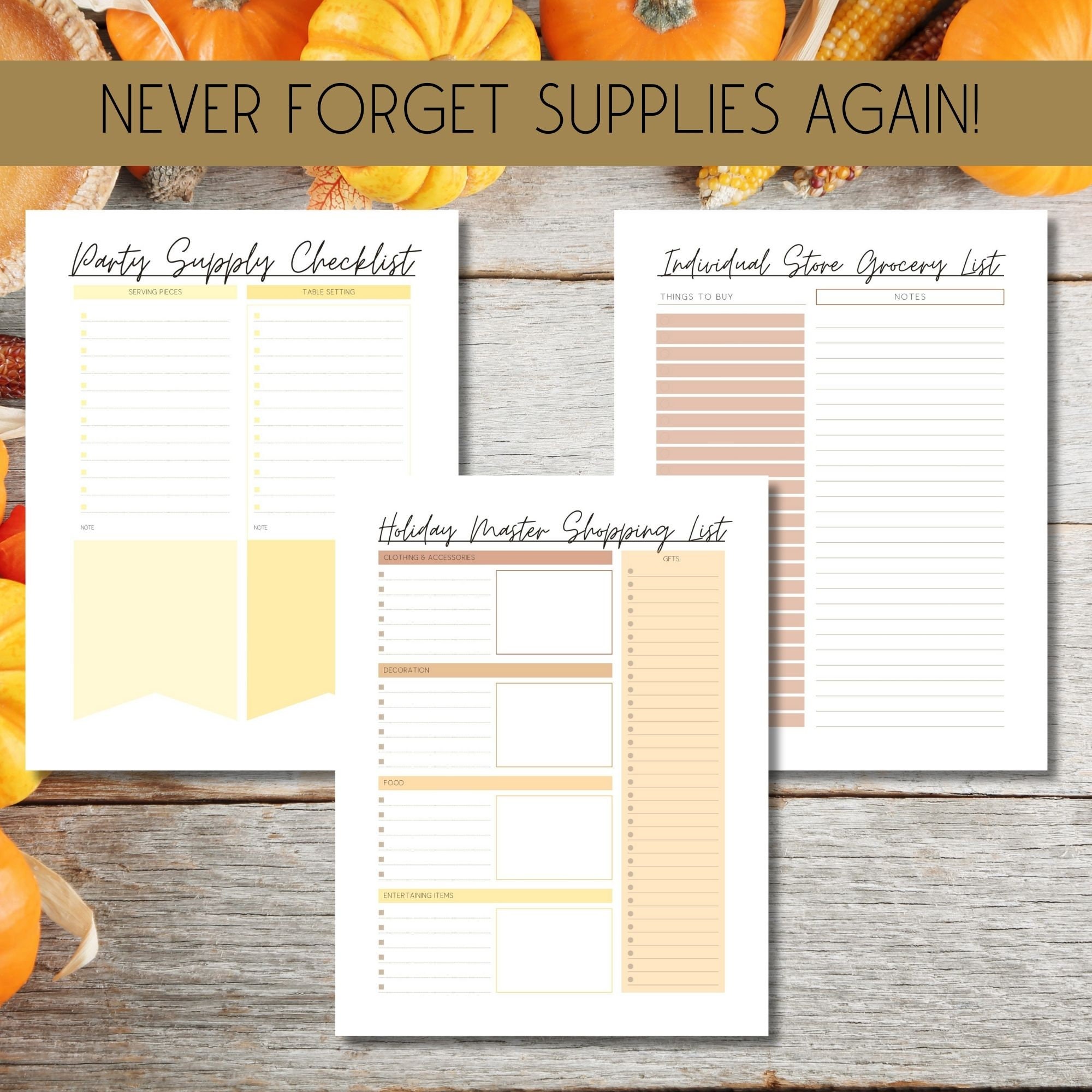 Thanksgiving Planner Printable, Holiday Event Planner Template ...