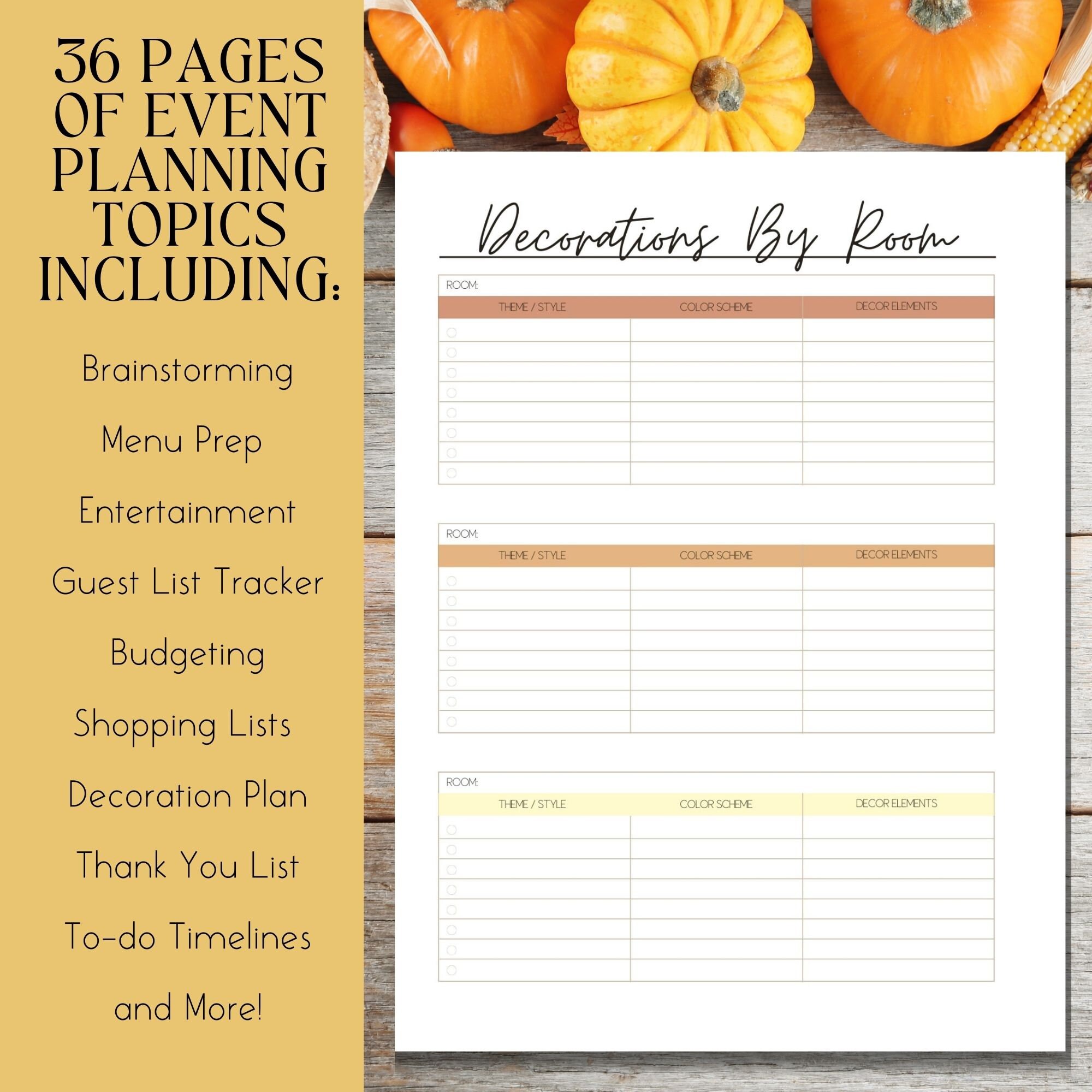 Thanksgiving Planner Printable, Holiday Event Planner Template ...