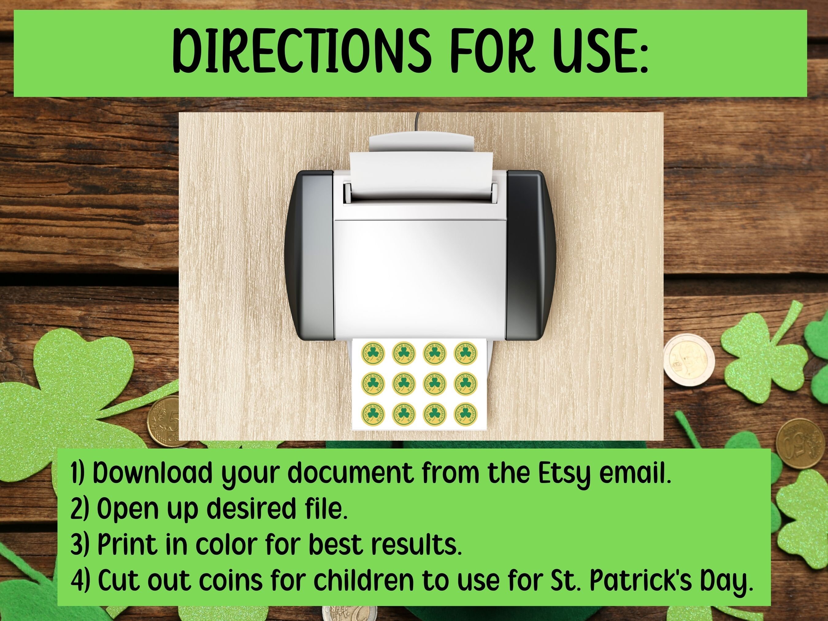 St. Patrick's Day Printable Leprechaun Gold 1-dollar Reward Coins ...