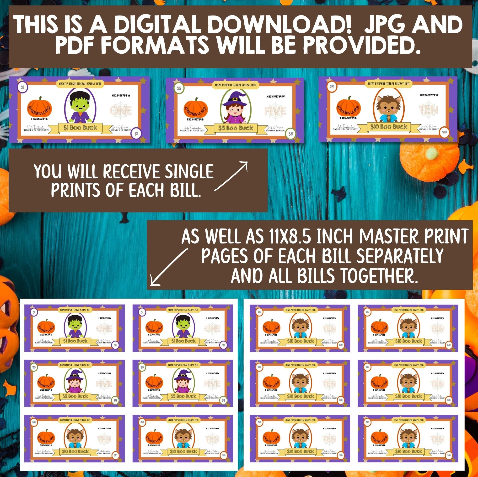 Printable Halloween Reward Money for Classroom Fall Party Favors, Boo ...