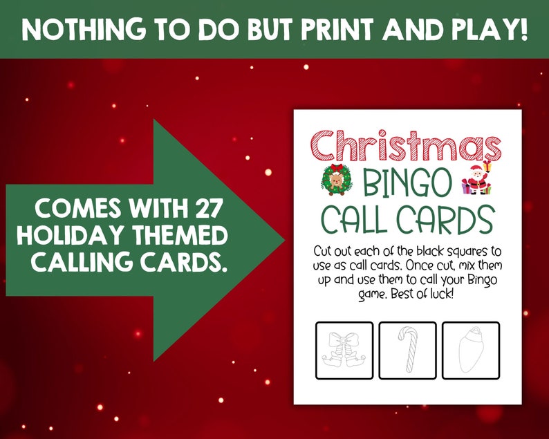Printable Christmas Bingo Game | 40 Holiday Bingo Cards for Your Work ...