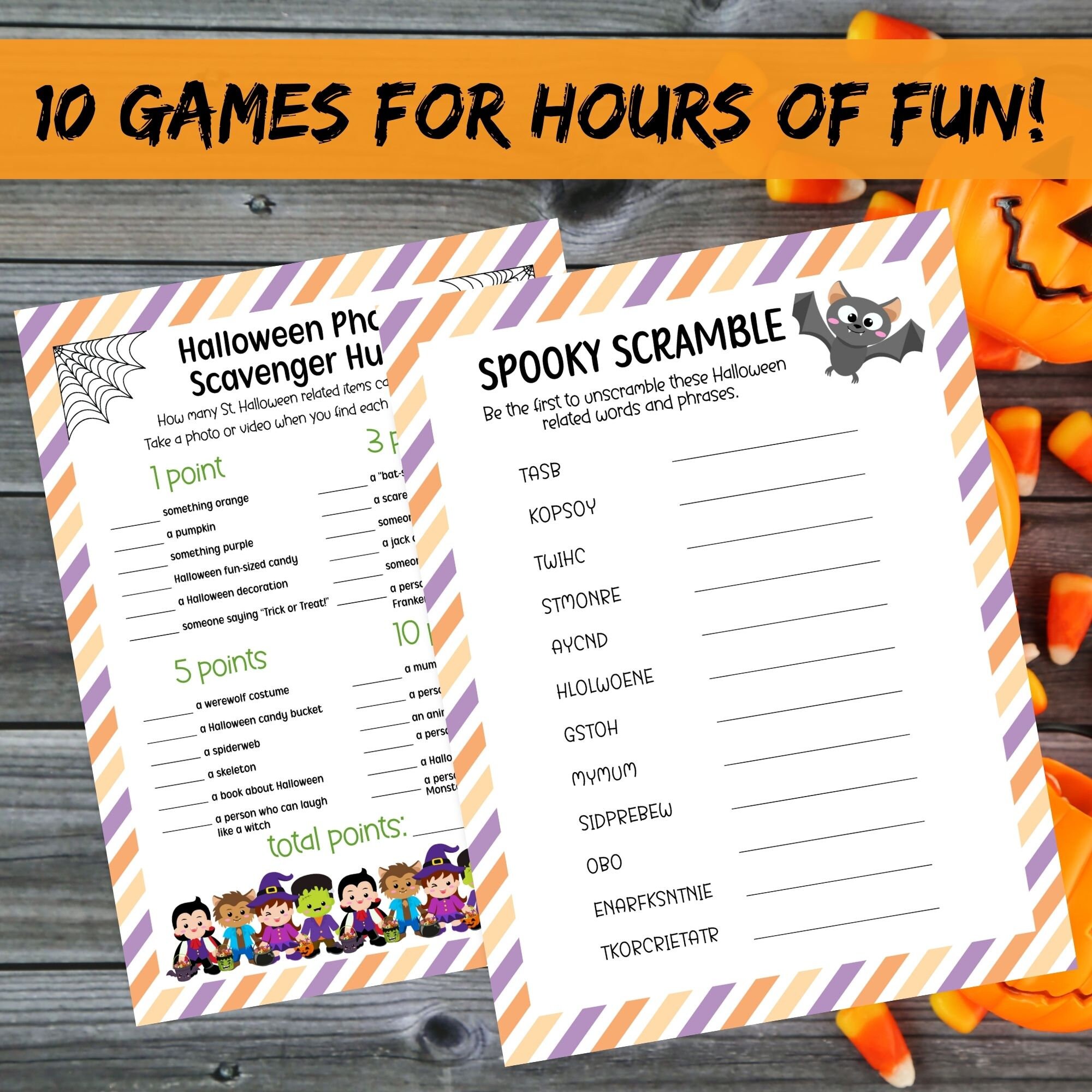 Ultimate Fall Halloween Printable Games, 10 Pack Bundle + Answer Key ...