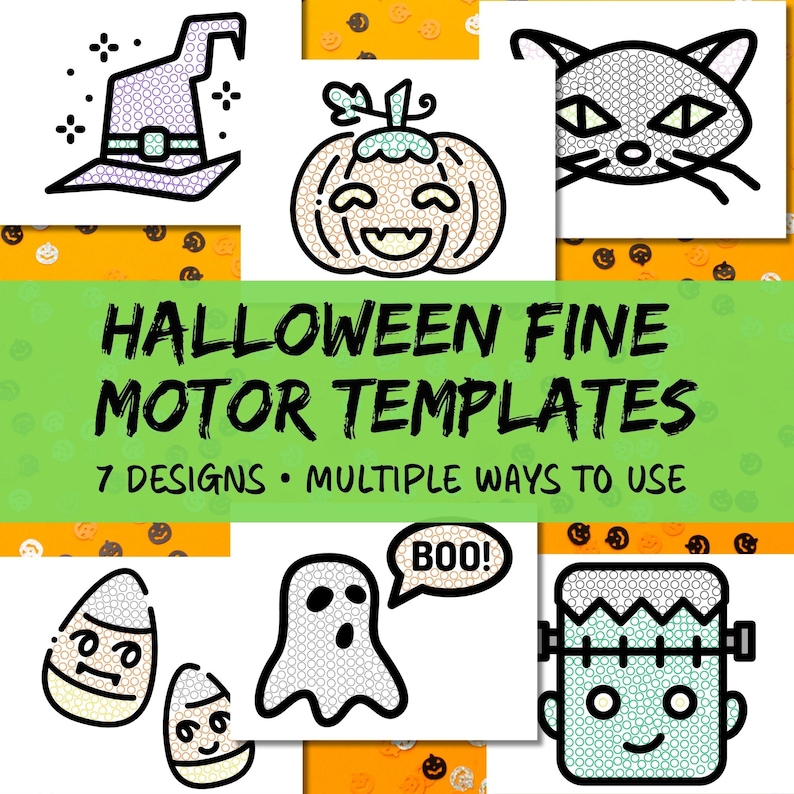 Halloween Fine Motor Activity Templates for Q-tip Painting, Crafting ...