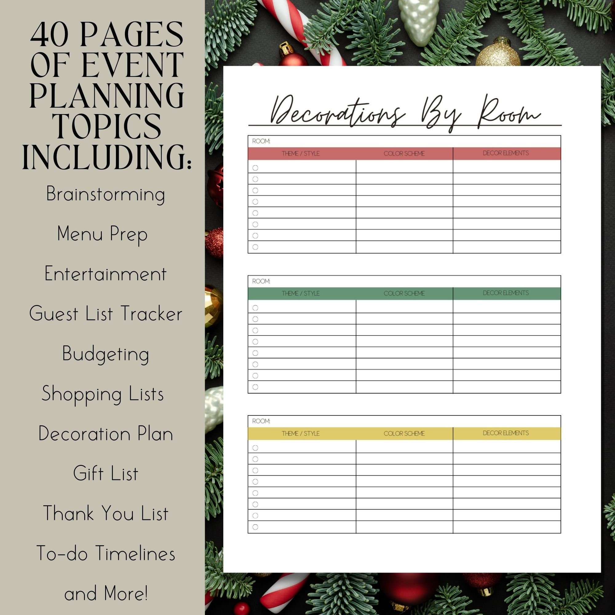 Christmas Planner Printable, Event Planner, Christmas Budget, Menu ...