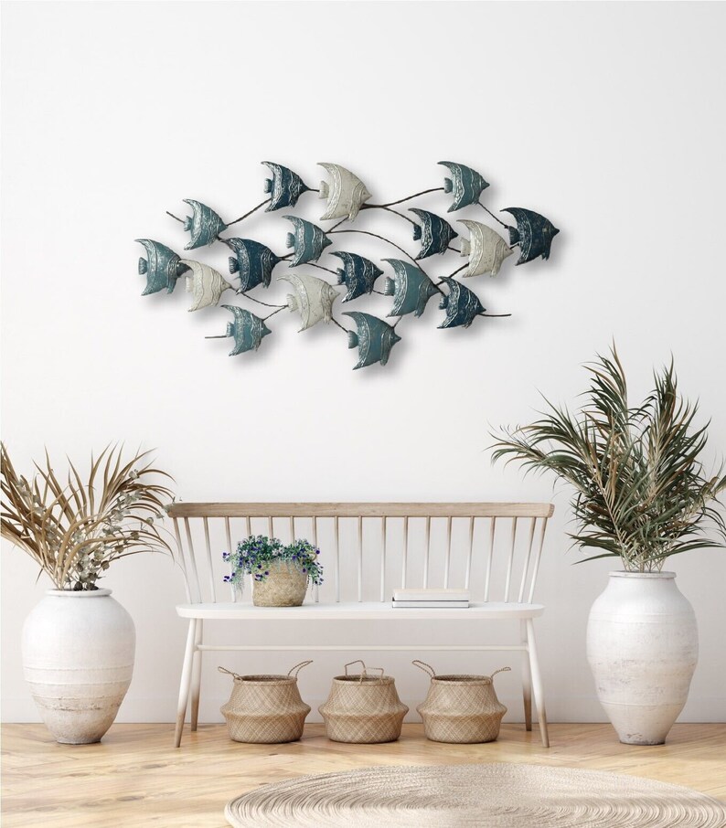 Seaside Serenity: Large Metal Fish Wall Art Rustic Coastal - Etsy