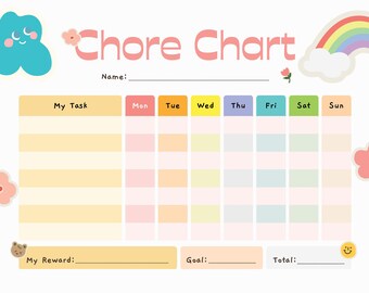 Editable Responsibility Chore Chart for Kids Daily & Weekly - Etsy