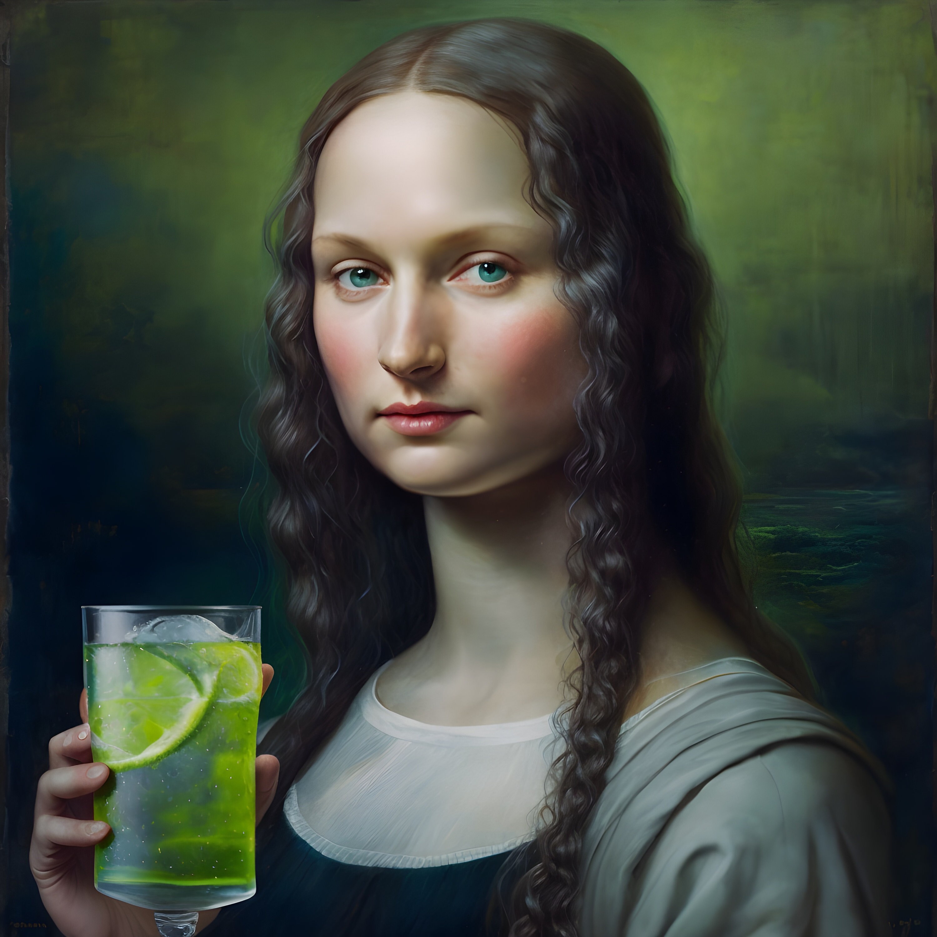 Modern Mona Lisa With Gin Tonic AI Art Digital Art Digital Print ...