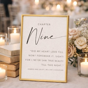 Literary Wedding Table Numbers – Custom Book Quotes (digital Download ...