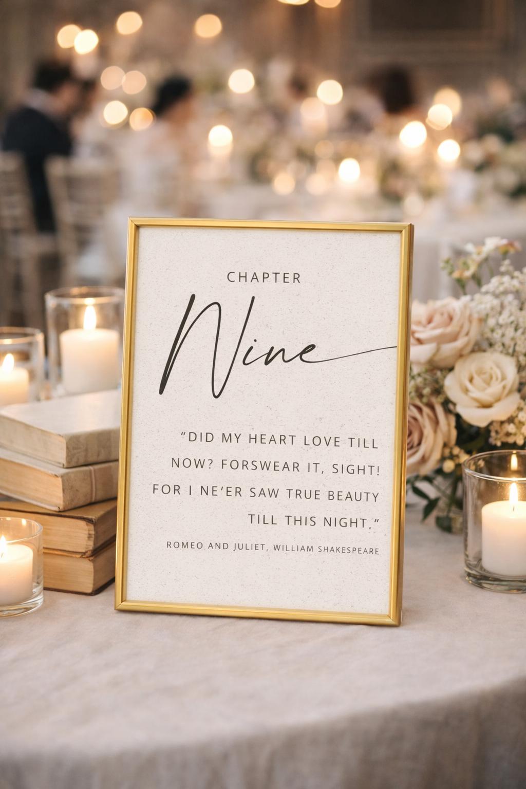 Literary Wedding Table Numbers – Custom Book Quotes (digital Download ...