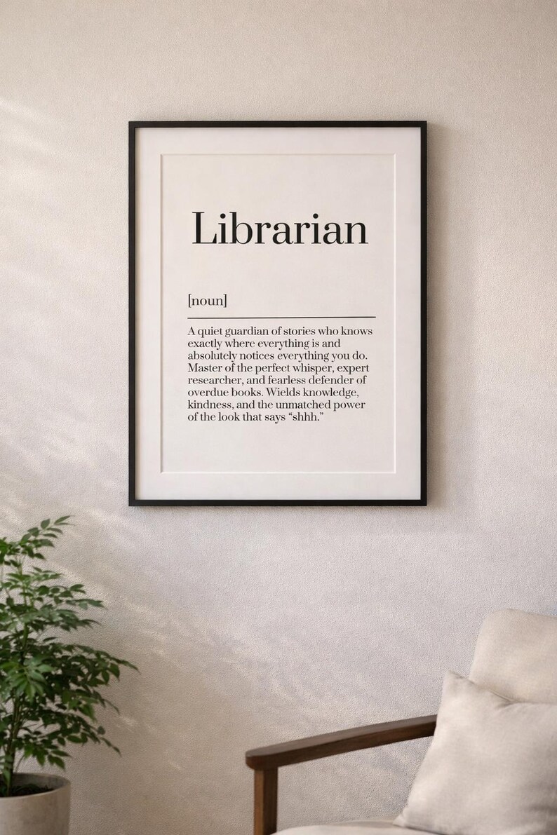 Librarian Definition Print, Digital Download | Book Lover, Reader, Book ...