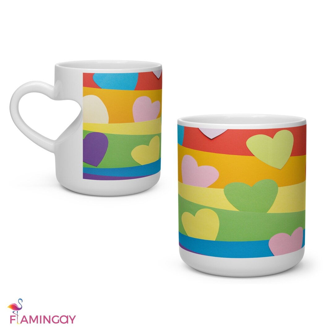Lgbtq Coffee Mug Pride Flag Colours Ts Heart Shaped Mug Gay Mugs