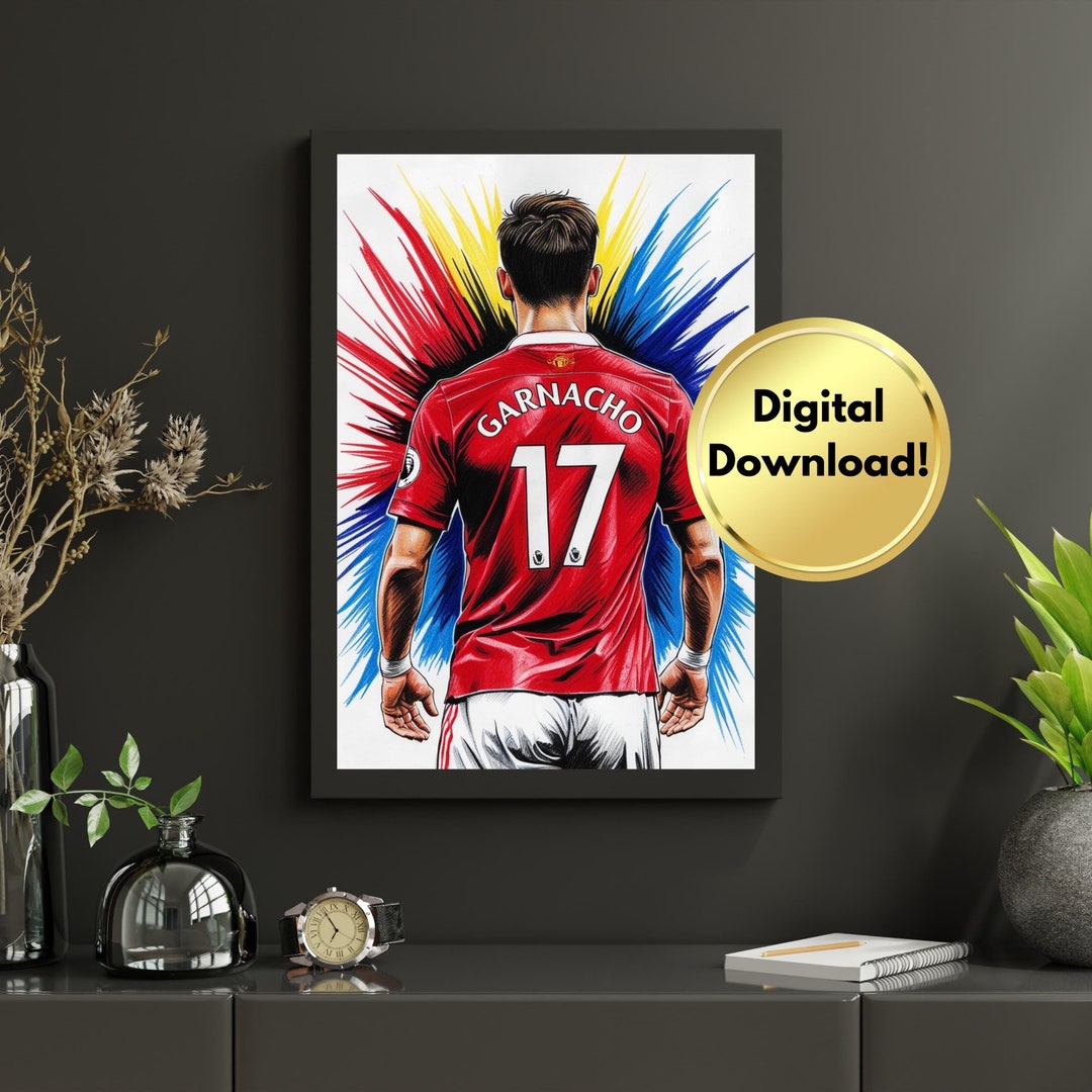 Garnacho Print, Garnacho Poster, Garnacho Wall Art, Manchester United ...