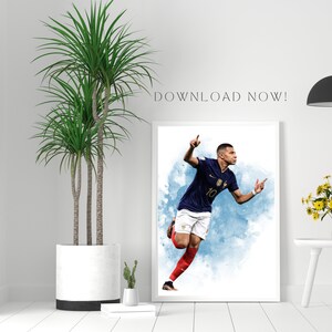 Kylian Mbappe Poster Print, Kylian Mbappe Wall Art Printable, Mbappe ...