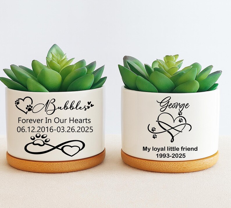Personalized Pet Memorial Planter, Custom Dog Cat Loss Gift, Forever ...