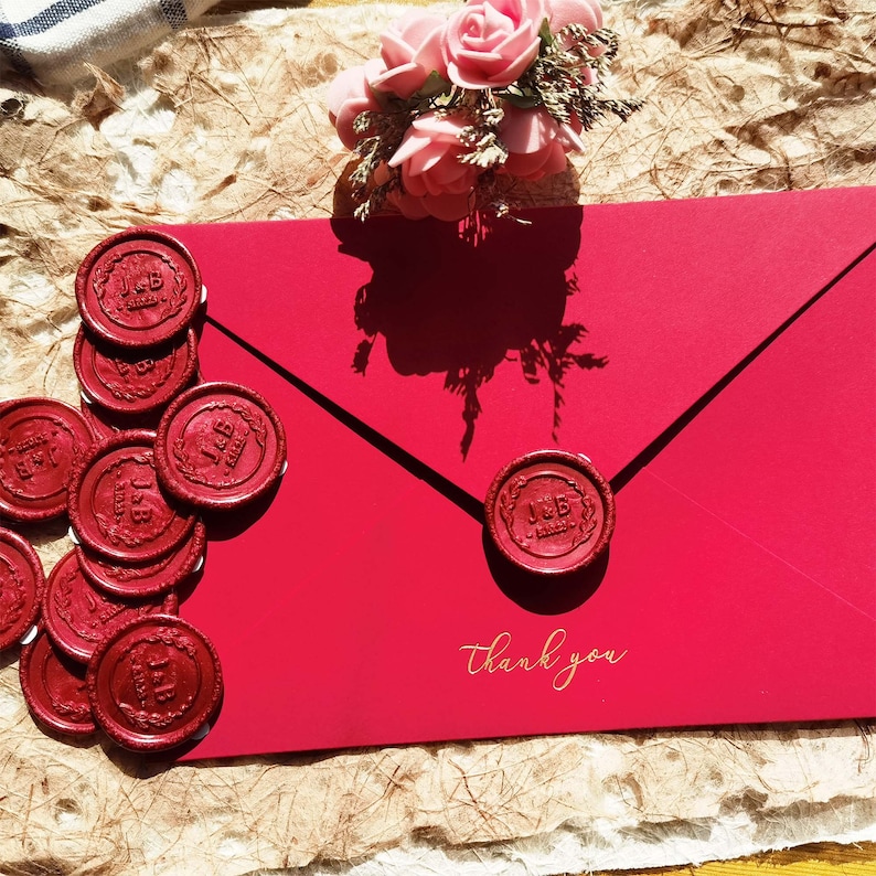Handmade Personalized Wedding Wax Seals With 5x7 Folded Kraft - Etsy
