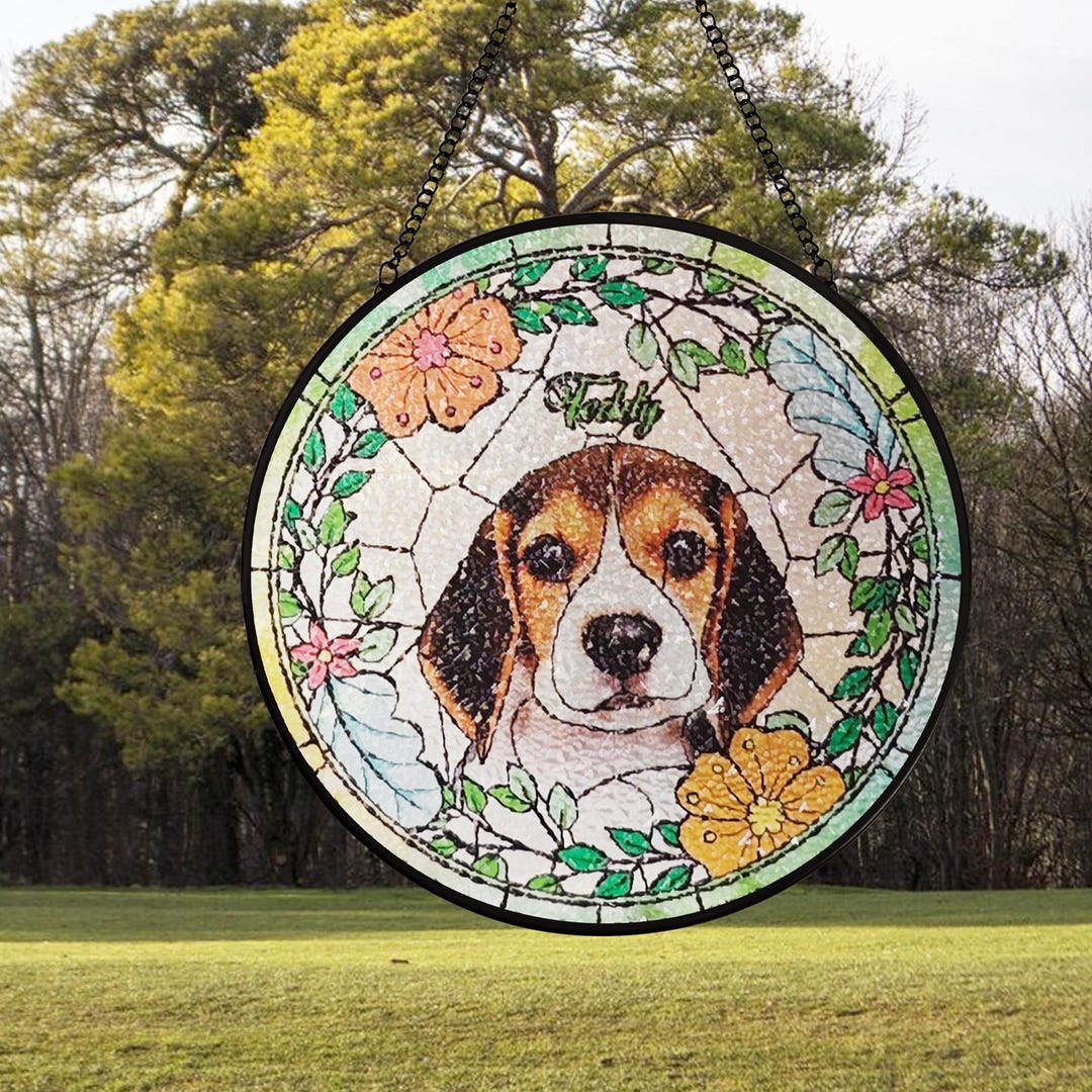 Custom Dog Art Suncatcher Stained Glass From Photo, Stained Glass Cat ...