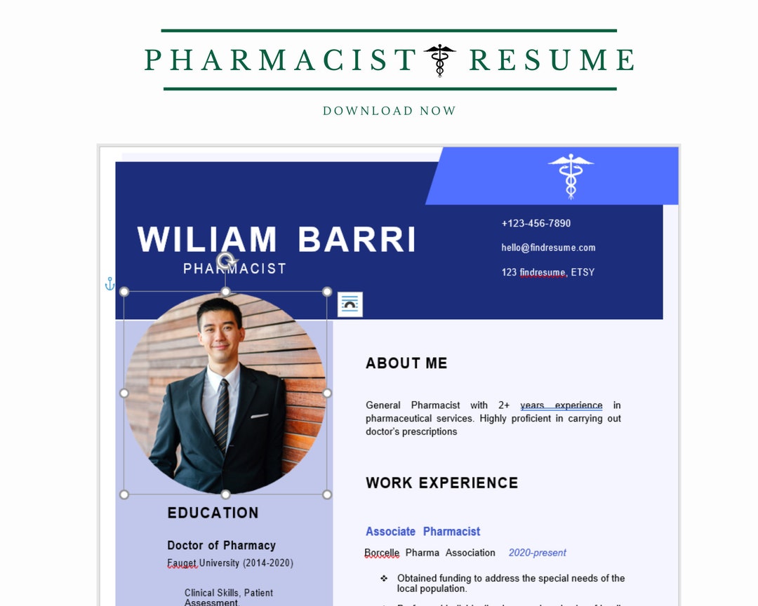 Pharmacist Resume Template Word, Apple Pages Mac Pharmacy Resume CV ...