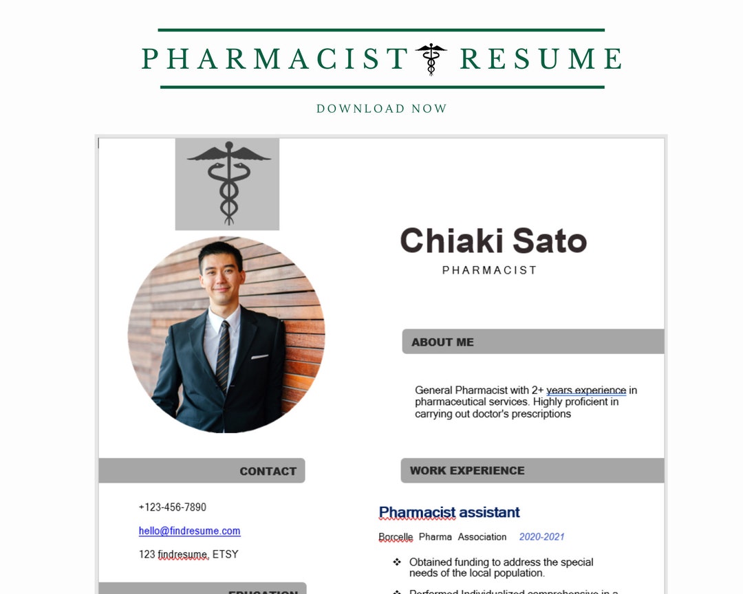 Pharmacist Resume Template Word, Apple Pages Mac Pharmacy Resume CV ...