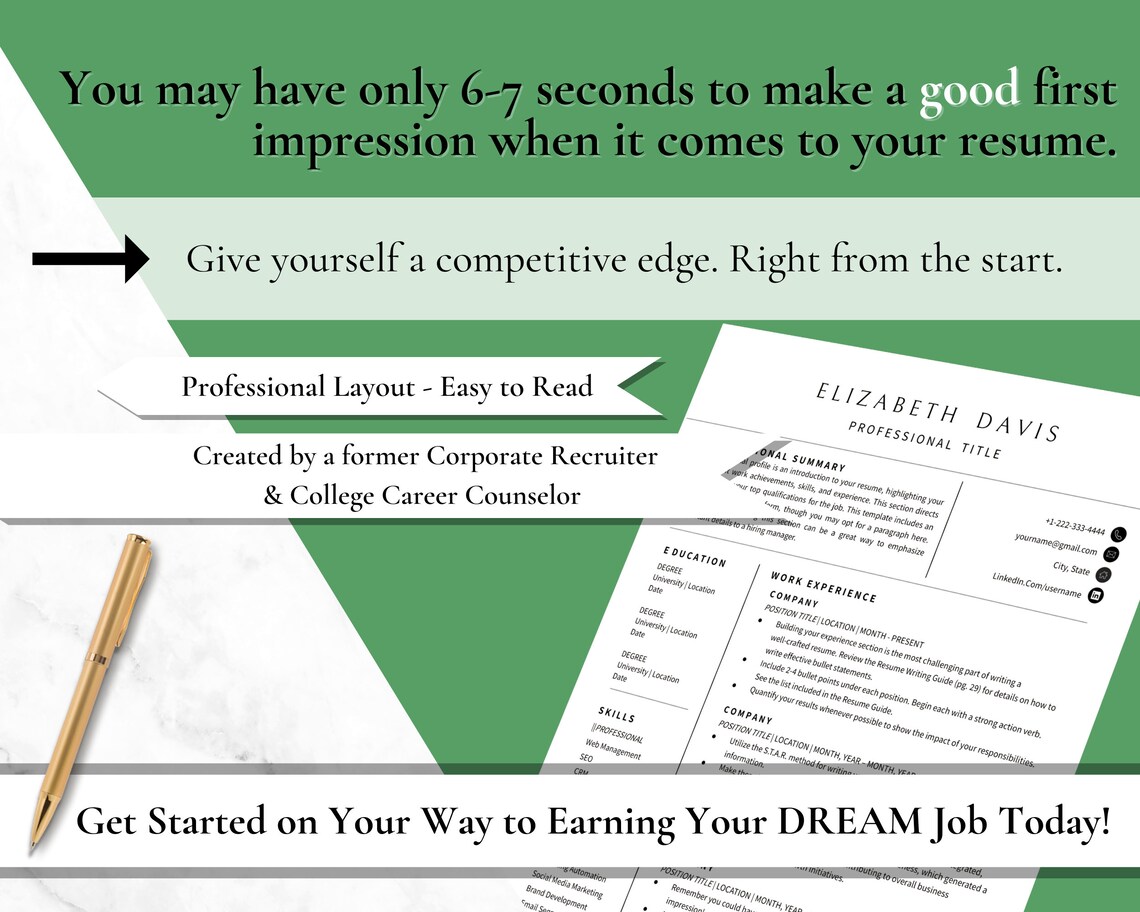 2023 Resume Template, CV, Google Docs, MS Word, ATS Friendly, Executive ...