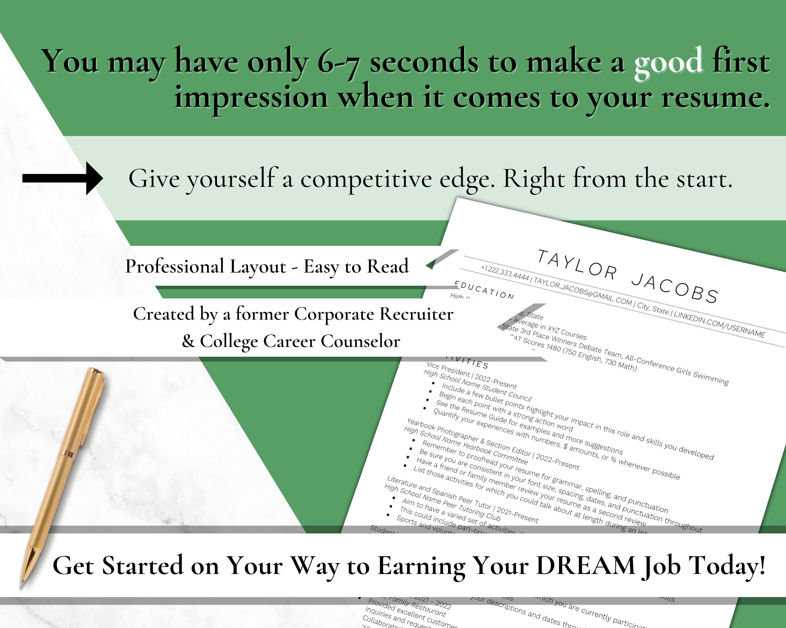 Student Resume Template, Activities Resume, High School Resume ...