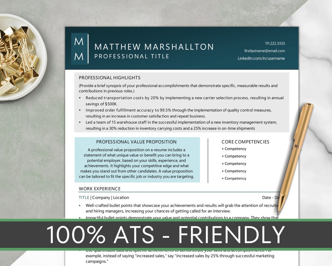 2023 Professional Resume CV Template, Microsoft Word, Modern Minimal ...