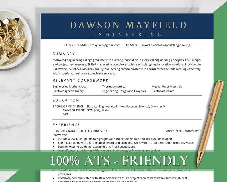 Student Resume Template, Activities Resume, Engineering Resume, College ...