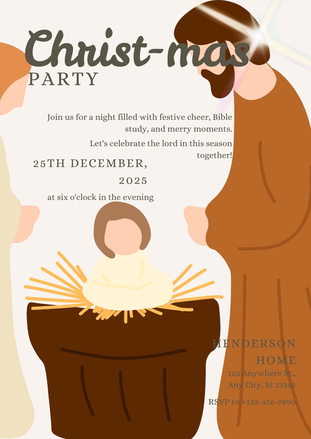 Christmas Fellowship Invitation | Bible Study Party | Editable Digital ...