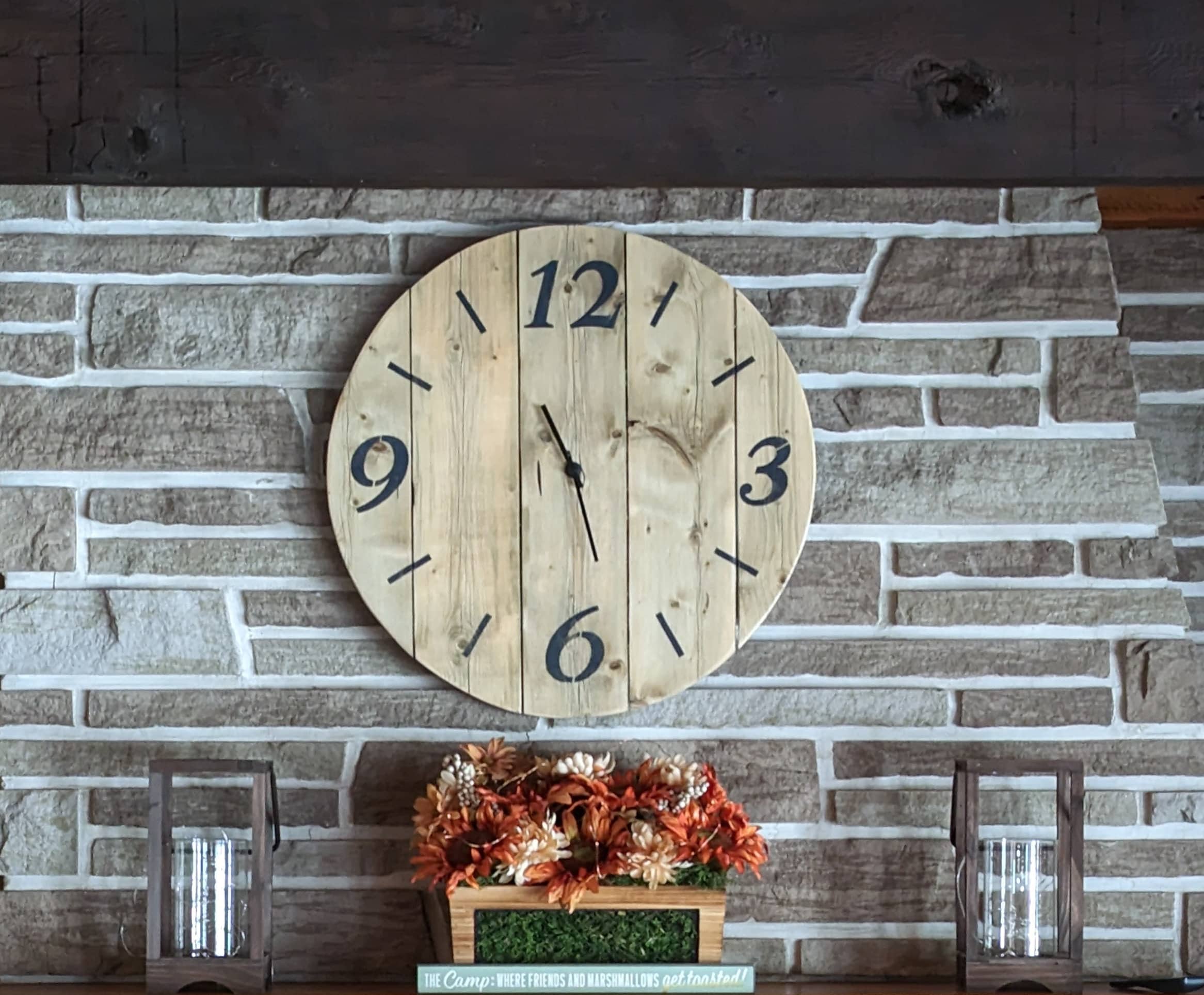 Farmhouse Wood Wall Clock Plans | Rustic Wood Wall Clock Plans | Large ...