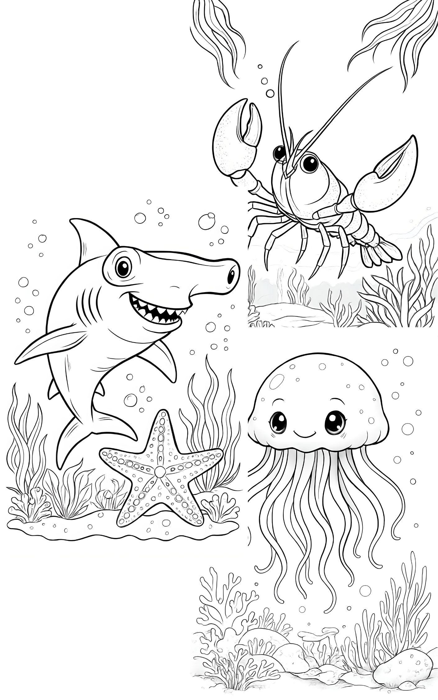 PRINTABLE Sea Creatures Coloring Pages for Children, 20 Coloring Pages ...