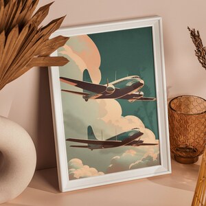 Vintage Plane Poster, Retro Plane Art, Mid Century Modern Art, Travel ...
