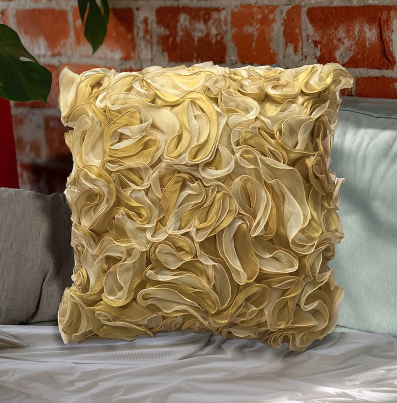 Cream and Gold Pillow Cover, Decorative Gold Pillow, Champagne Pillow ...