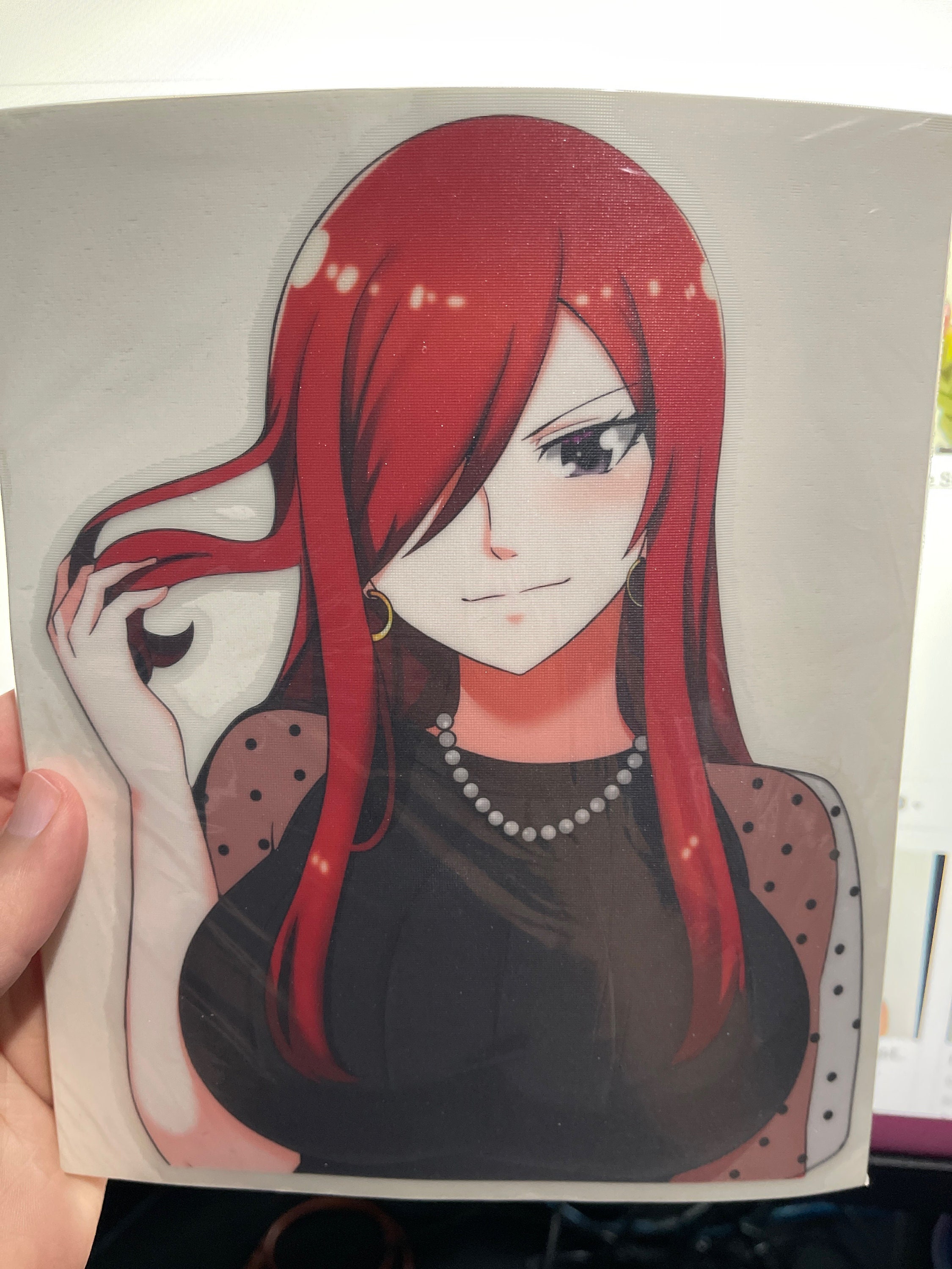 8x8 Size/ Red Girl / Anime Sticker / Anime Girl / Waifu / Decal / Anime ...