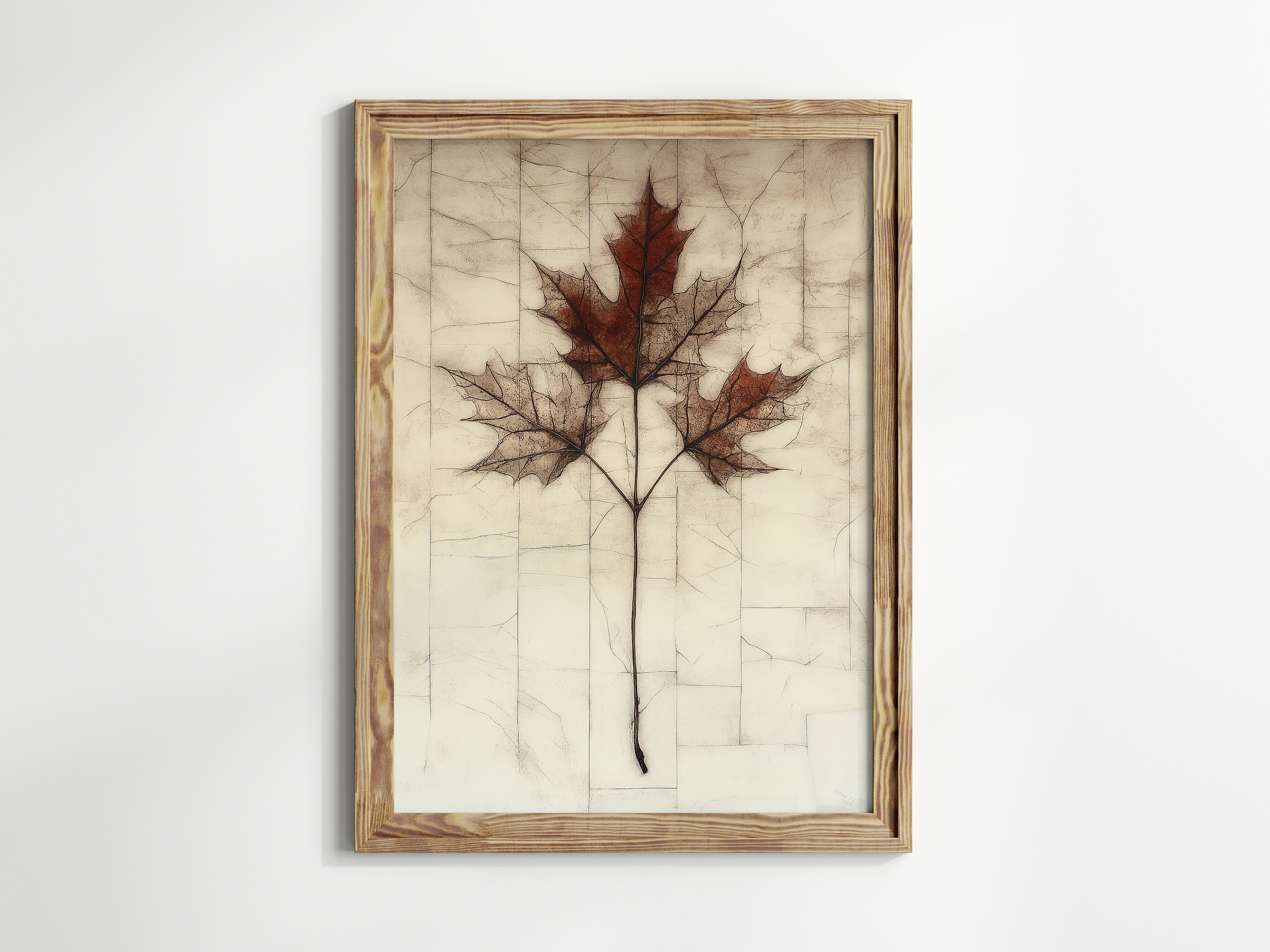 Maple Leaf Drawing Wall Art, Fall Leaves Printable, Nature Fall Home ...