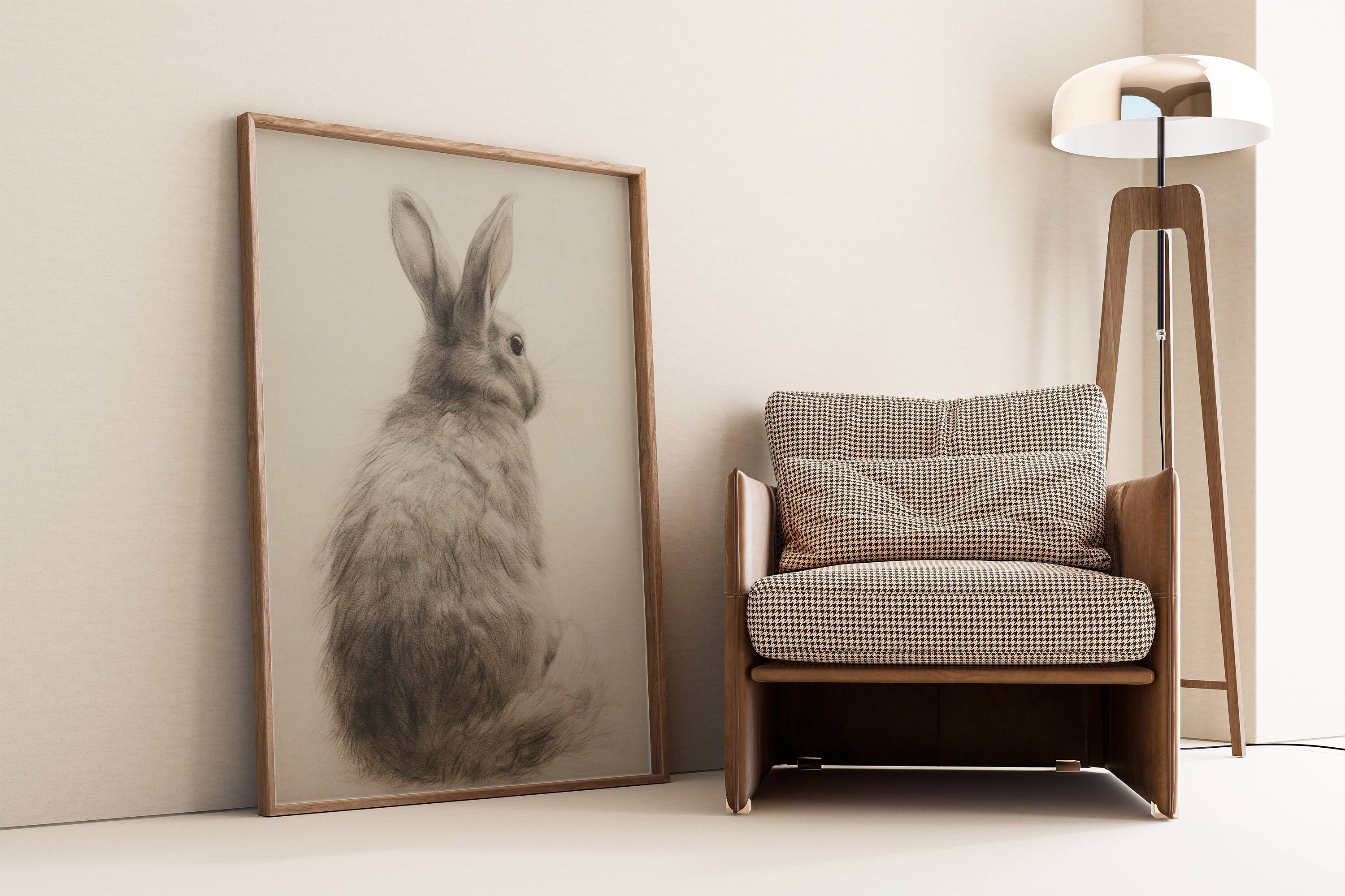 Vintage Bunny Drawing Illustration Print Rabbit Printable Art Easter ...