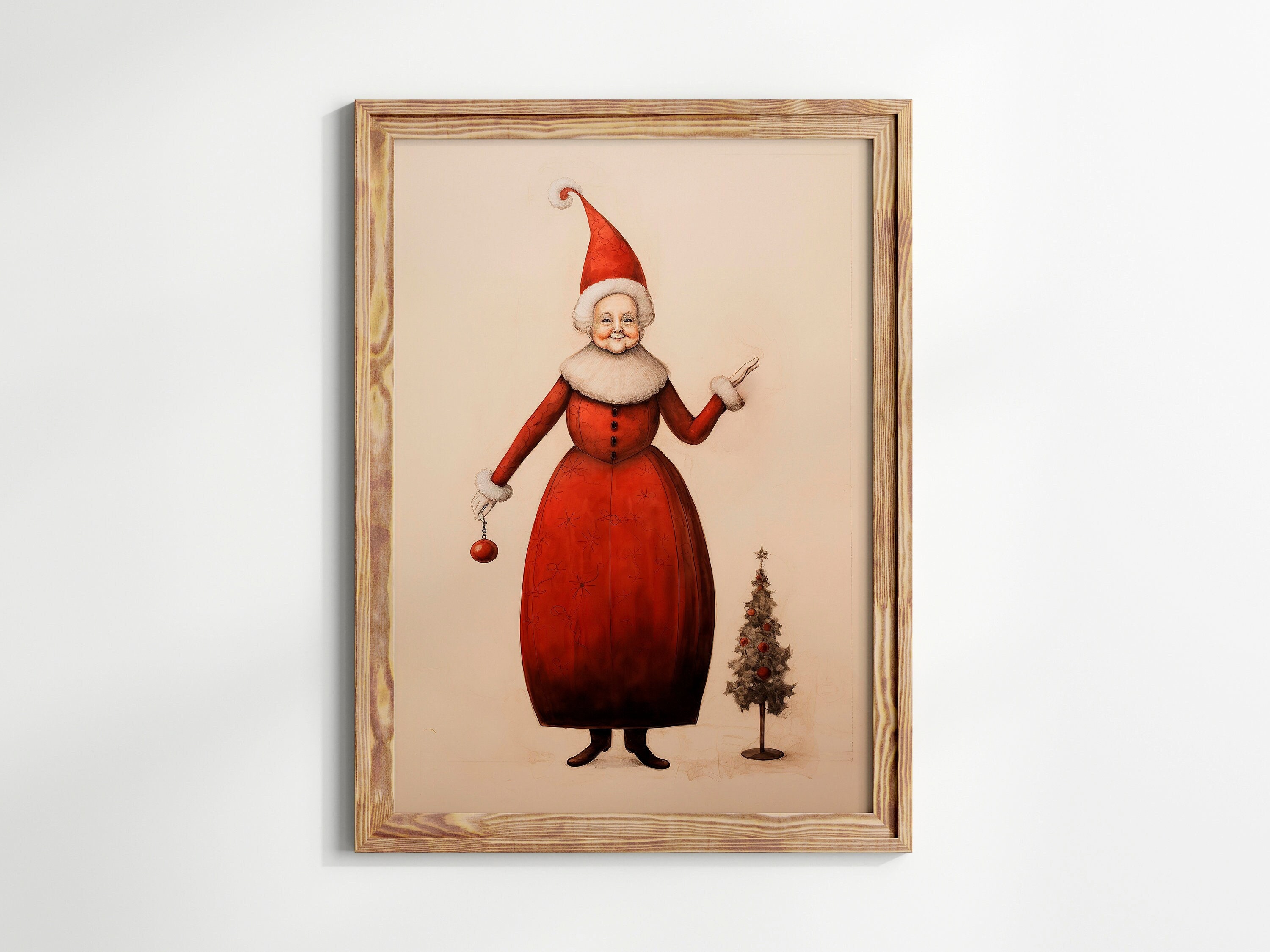 Vintage Mrs Claus Illustration Print, Children Christmas Printable Art ...