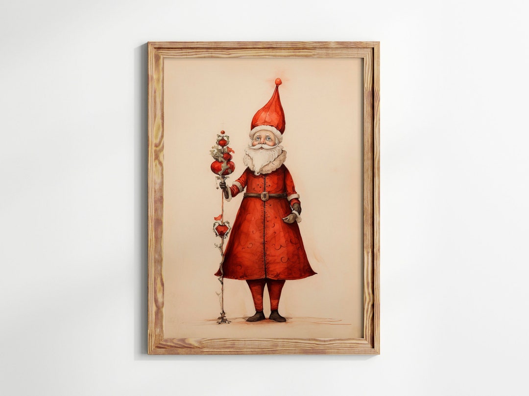 Vintage Santa Claus Illustration Print, Children Christmas Printable ...