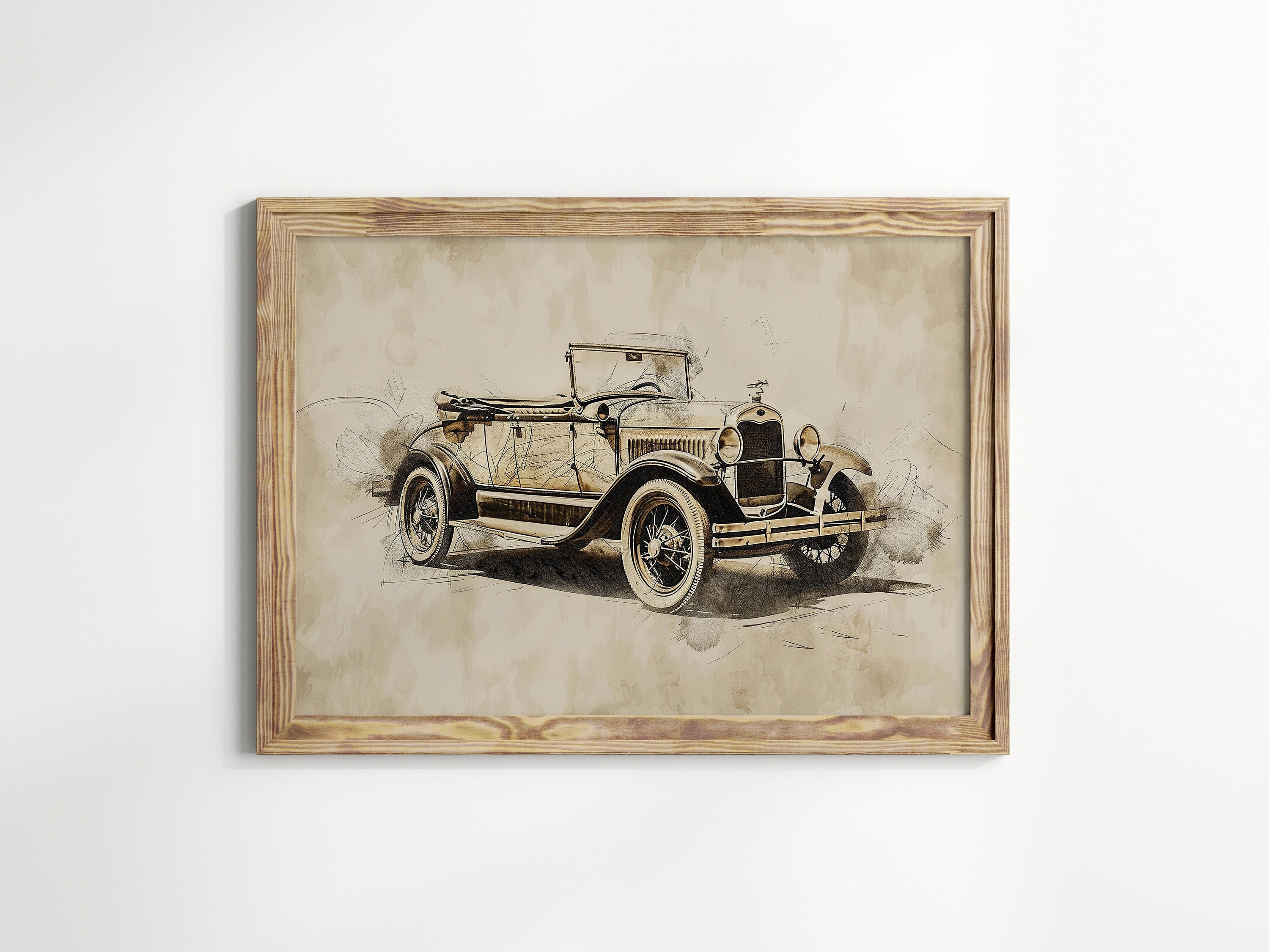 Old Vintage Car Sketch Print, Automotive Decor, Vintage Automobile Art ...