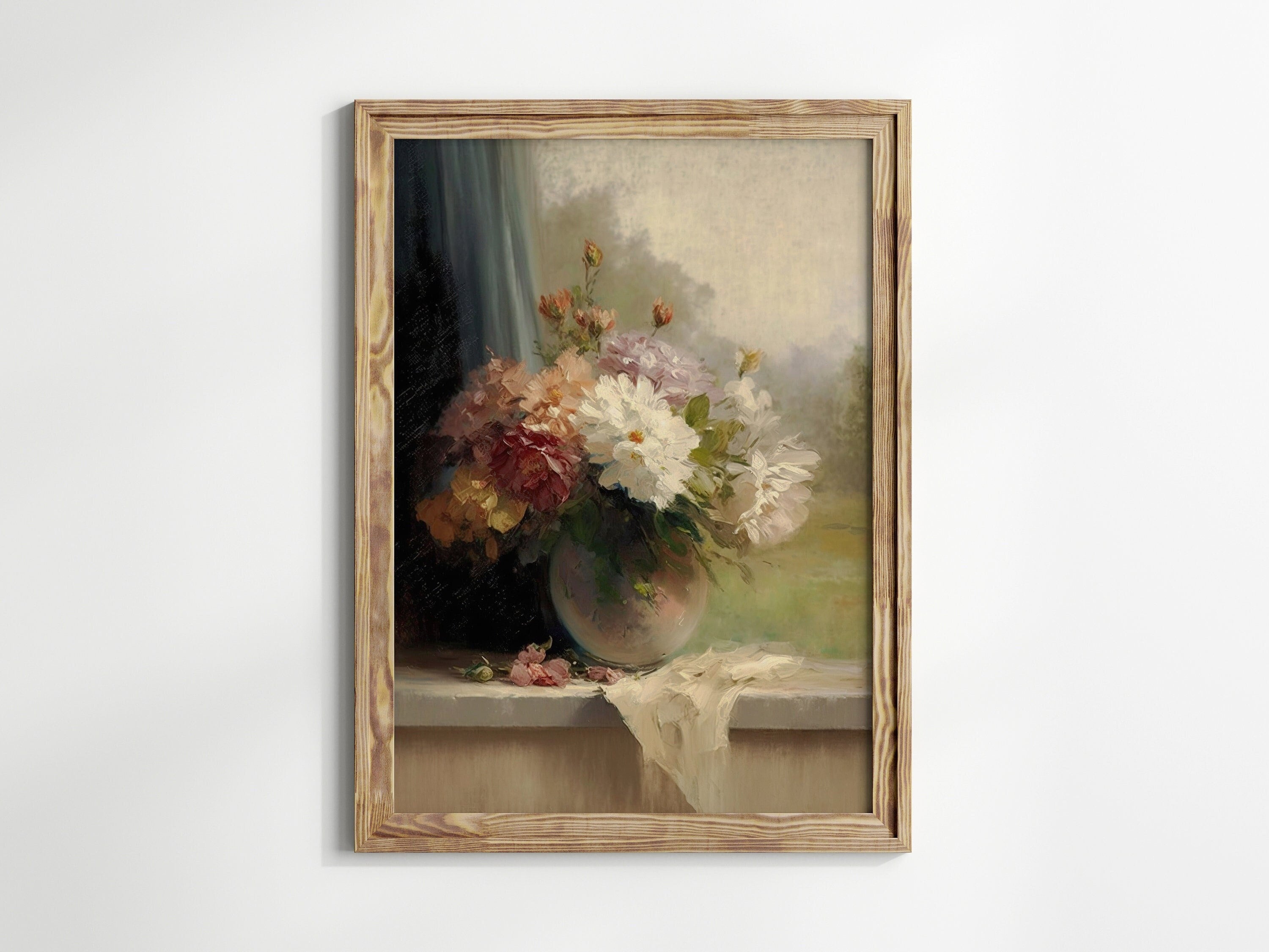 Spring Flowers in A Vase Painting, Antique Floral Oil Painting, Vintage ...