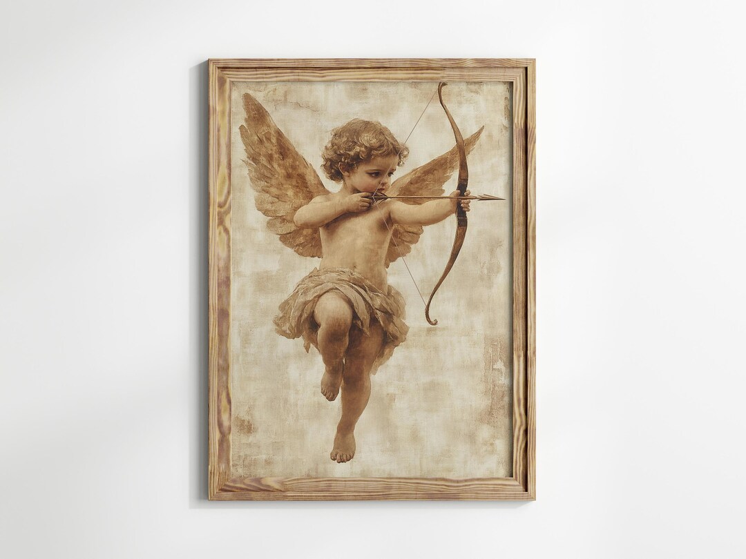 Vintage Angel Cupid With Bow Wall Art Print, Classical Artwork ...