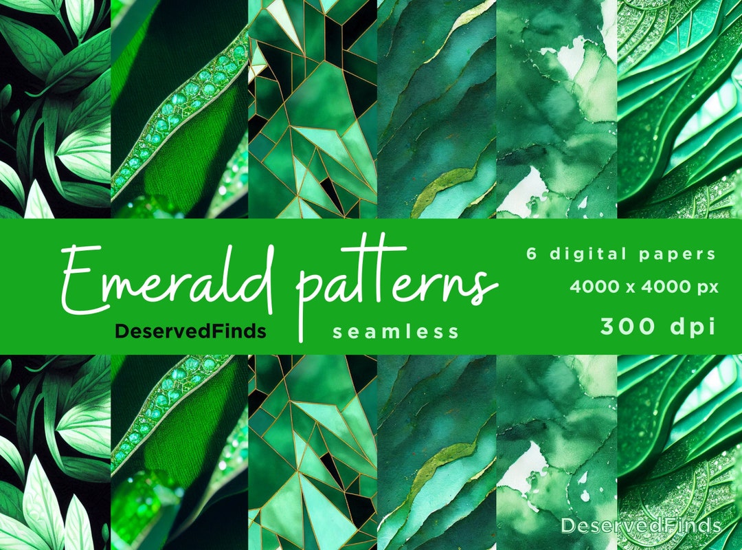 Emerald Patterns 6 Pack Digital Paper Seamless Patterns - Etsy
