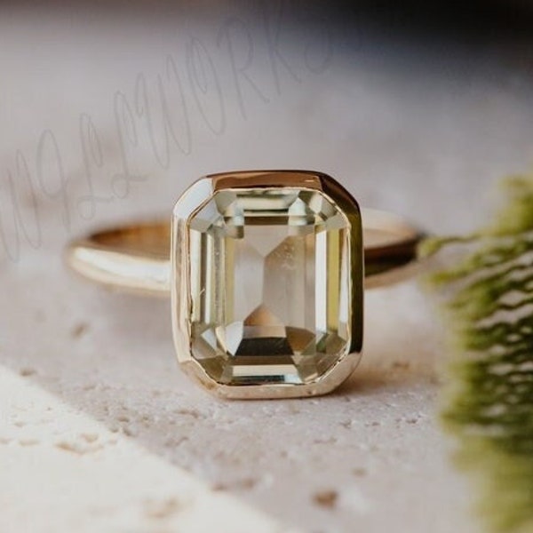 Prasiolite Ring - Etsy