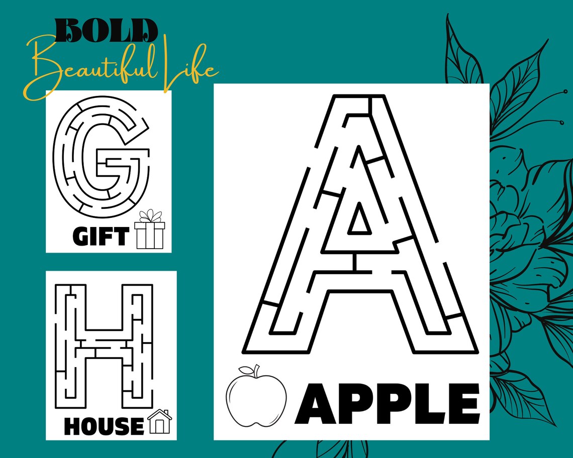 Creative Labyrinth Alphabet Coloring Pages Fun Learning for - Etsy