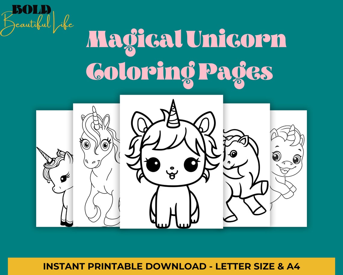 Magical Unicorn Coloring Pages Interactive Learning for Kids - Etsy