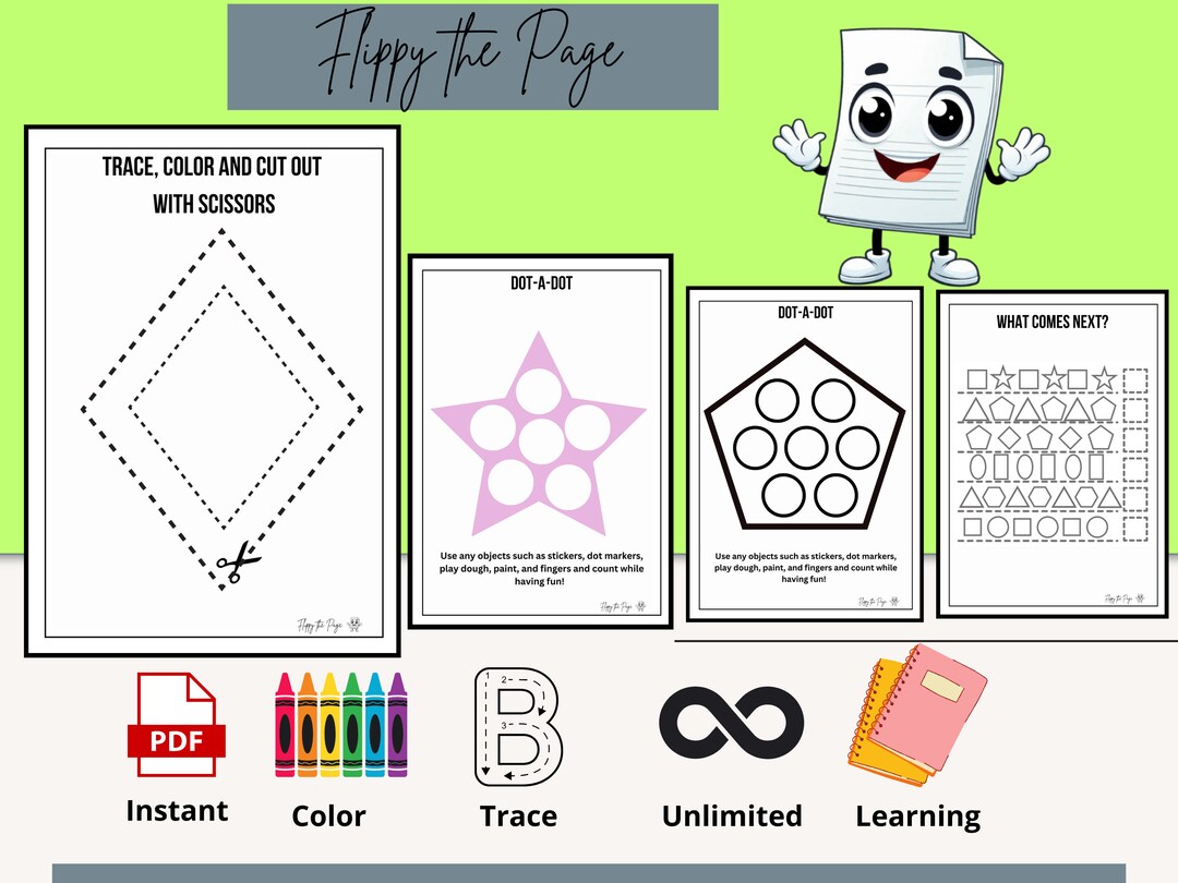 Shapes Tracing & Activity 67 Worksheets: Trace, Write, Color, and Cut ...