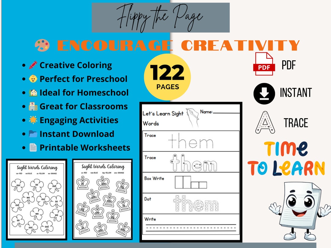 122| Sight Words Worksheets for Kids: 122 Worksheets, Trace, Learn ...