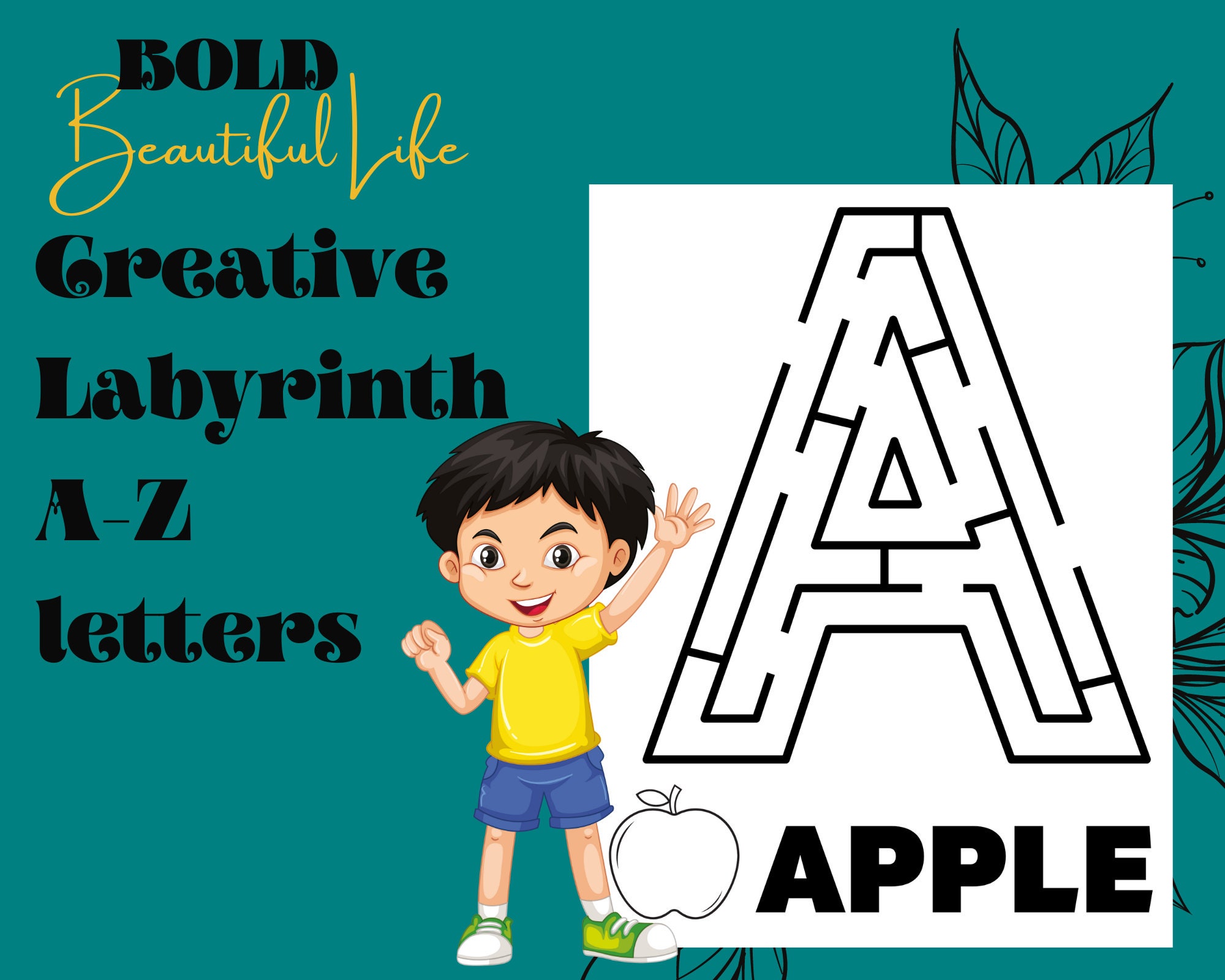 Creative Labyrinth Alphabet Coloring Pages Fun Learning for - Etsy