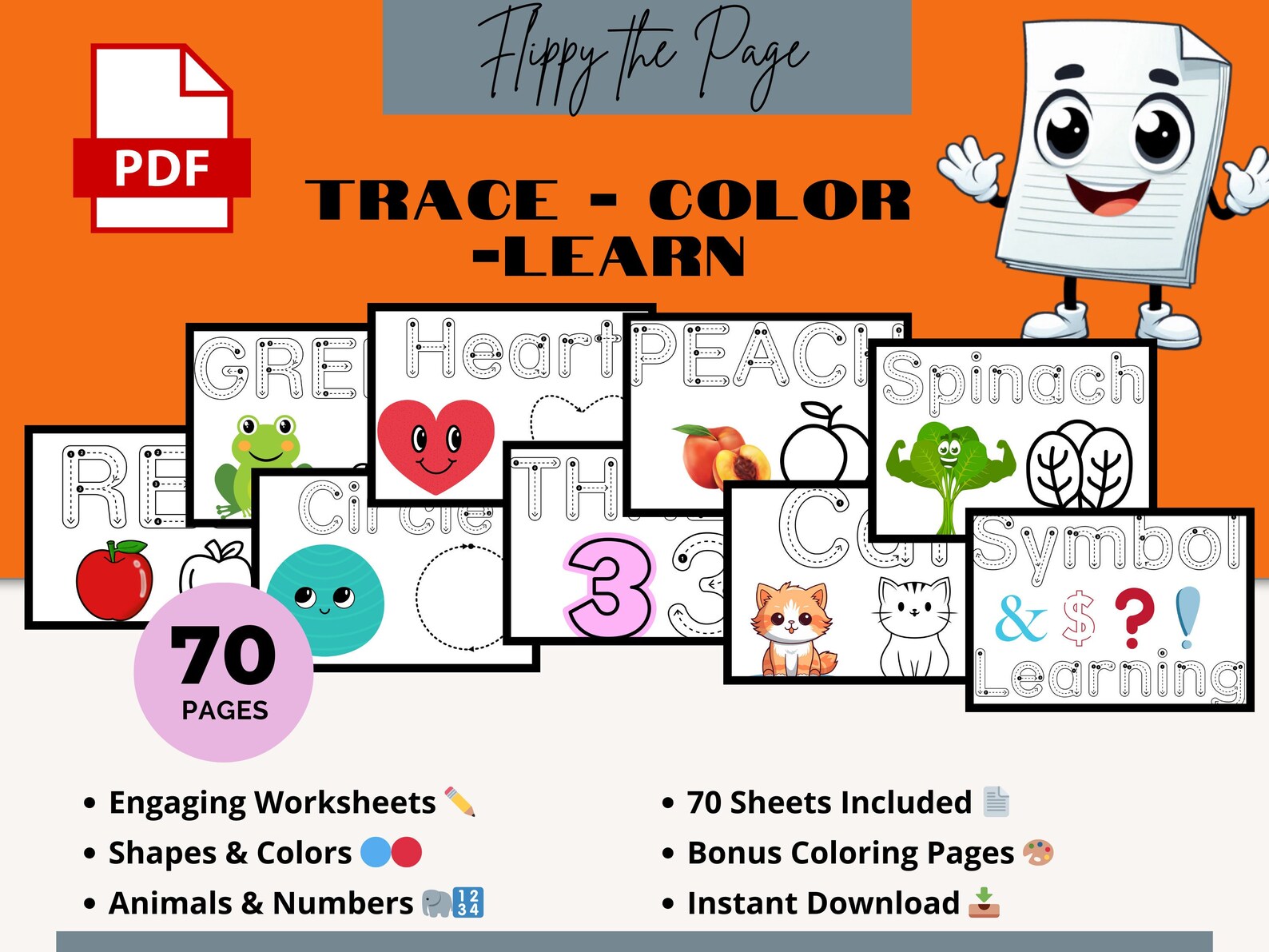 Traceable Words & Coloring Sheets Shapes, Numbers, Animals, Colors ...